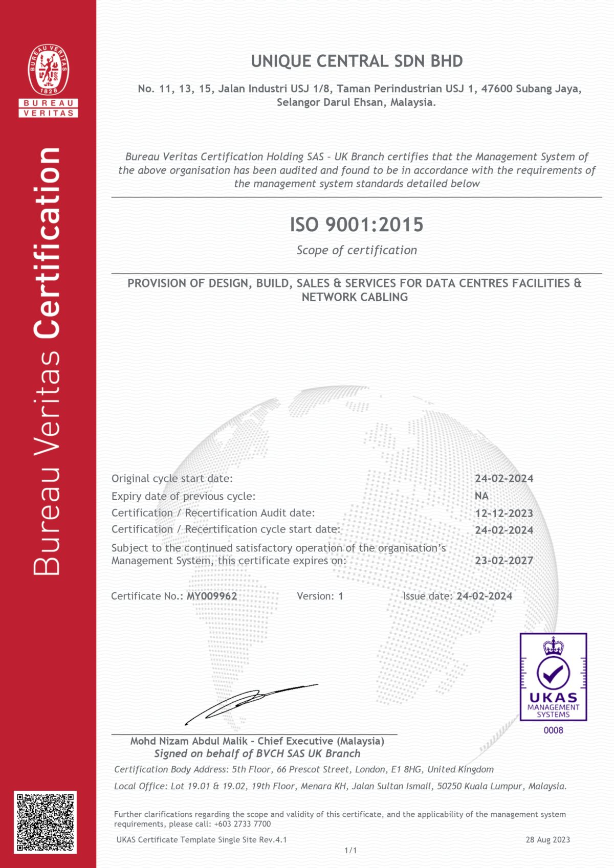 Certifications – Unique Central Sdn Bhd